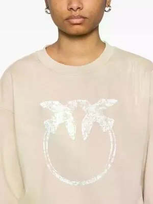 Pinko Love Birds-print Sweatshirt - Neutrals