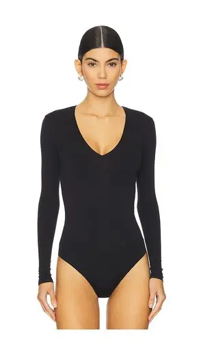 Commando Prima Ballet Deep V Bodysuit - Black