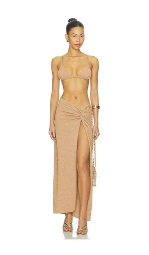Devon Windsor Zuri Bikini Top In Metallic Gold - Gold Shimmer