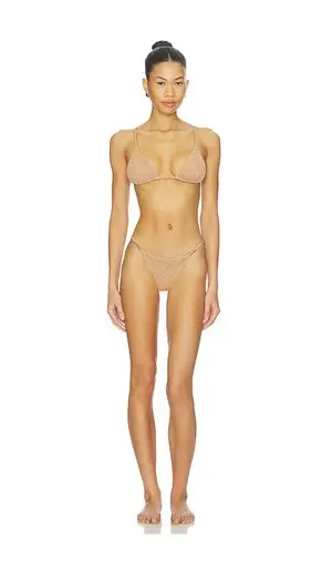 Devon Windsor Zack Bikini Bottom Metallic Gold - Gold Shimmer