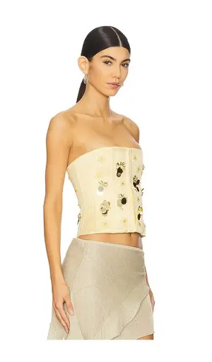 GUIZIO Embellished Satin Corset