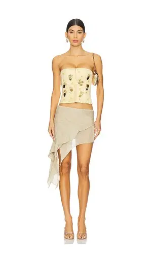 GUIZIO Embellished Satin Corset