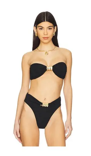 LA PORTE Kate Bandeau Hardware Bikini Top - Jet Black