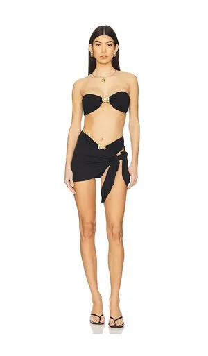 LA PORTE Kate Bandeau Hardware Bikini Top In Black - Jet Black