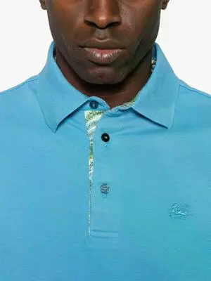 Etro Pegaso-embroidered Polo Shirt - Blue