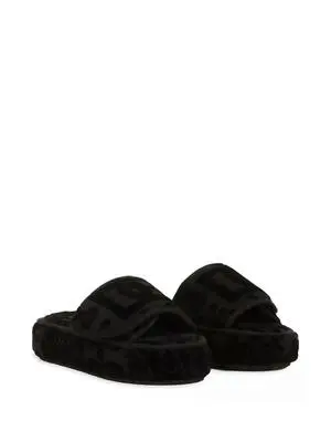 Dolce & Gabbana Logo-embroidered Slippers - Black