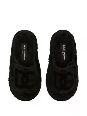 Dolce & Gabbana Logo-embroidered Slippers - Black
