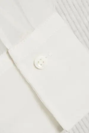 Brunello Cucinelli Chiffon-paneled Ribbed Cotton Sweater