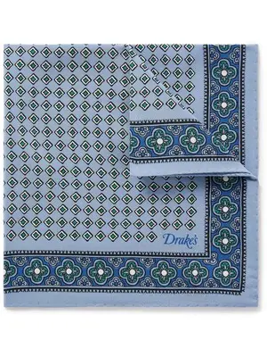 DRAKE'S Printed Silk Pocket Square