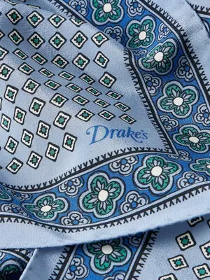 DRAKE'S Printed Silk Pocket Square
