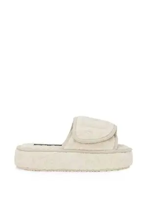 Dolce & Gabbana Terry Logo-embroidered Slippers - Neutrals