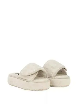 Dolce & Gabbana Terry Logo-embroidered Slippers - Neutrals