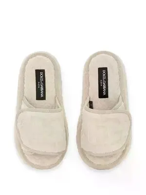 Dolce & Gabbana Terry Logo-embroidered Slippers - Neutrals