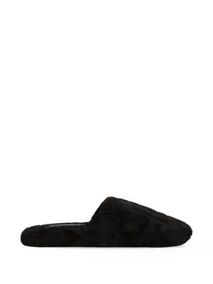 Dolce & Gabbana Logo-embroidered Slippers - Black
