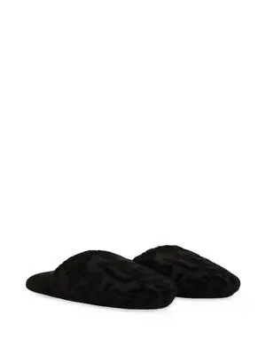 Dolce & Gabbana Logo-embroidered Slippers - Black
