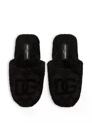 Dolce & Gabbana Logo-embroidered Slippers - Black