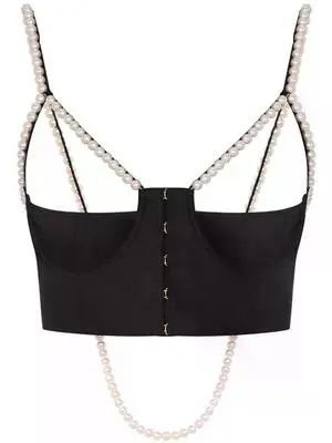 Moschino Pearl-detailing Top - Black