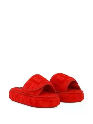 Dolce & Gabbana Logo Embroidered Slippers - Red