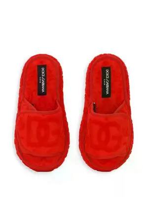 Dolce & Gabbana Logo Embroidered Slippers - Red