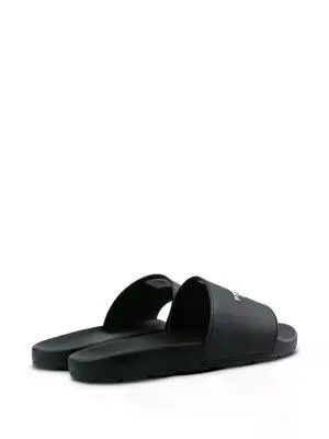 Off-White Text-embellished Slides - Black