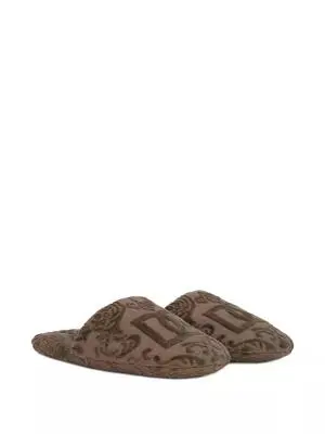 Dolce & Gabbana Logo-embroidered Slippers - Brown