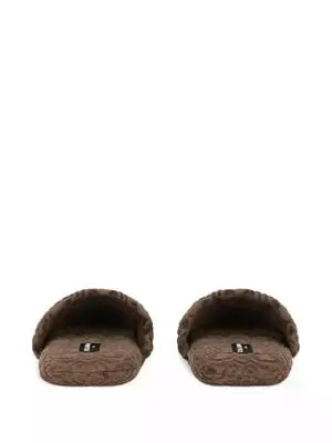 Dolce & Gabbana Logo-embroidered Slippers - Brown