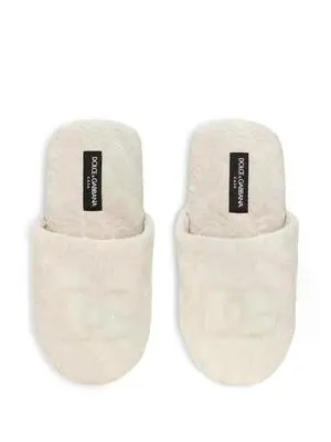 Dolce & Gabbana Logo-embroidered Slippers - Neutrals