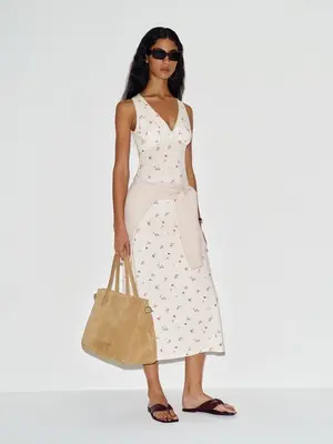 REFORMATION Brayden Knit Midi Dress - Ivory