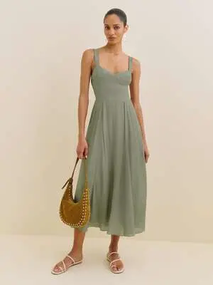 REFORMATION Lela Lace Dress Green