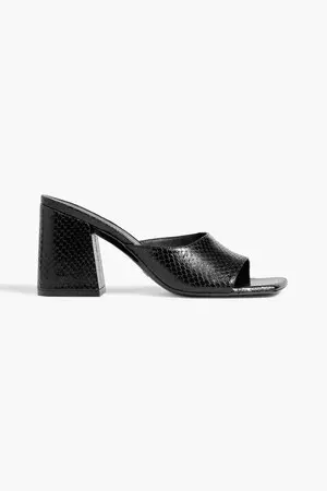 STUART WEITZMAN Tia 85 Lizard-effect Leather Sandals