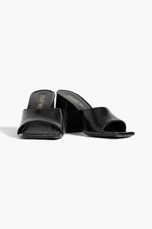 STUART WEITZMAN Tia 85 Lizard-effect Leather Sandals
