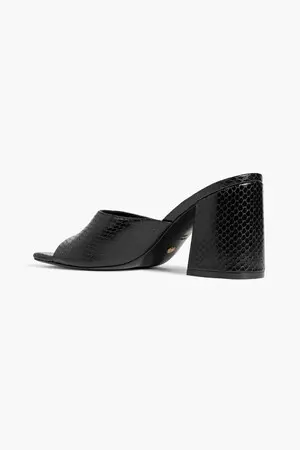 STUART WEITZMAN Tia 85 Lizard-effect Leather Sandals
