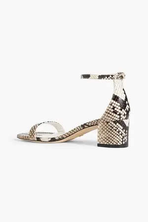 STUART WEITZMAN Simple Curve Snake-effect Leather Sandals