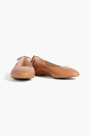 STUART WEITZMAN Bow-detailed Leather Ballet Flats