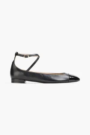 STUART WEITZMAN Smooth And Patent-leather Ballet Flats