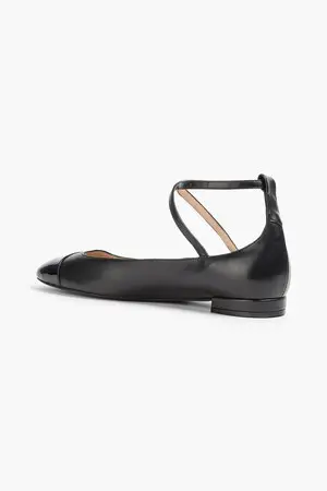 STUART WEITZMAN Smooth And Patent-leather Ballet Flats
