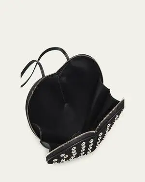 Alaïa Le Coeur Studded Goatskin Crossbody Bag - Noir