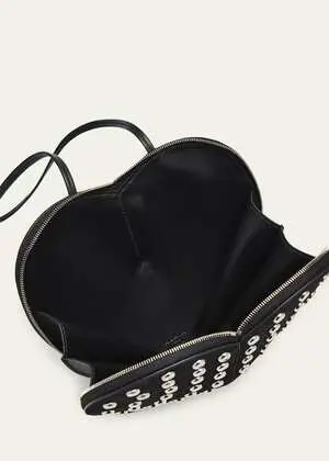 Alaïa Le Coeur Studded Goatskin Crossbody Bag - Noir