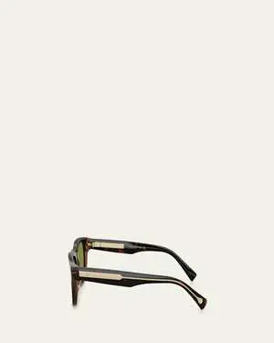 Brunello Cucinelli Rectangle Acetate Sunglasses - Green
