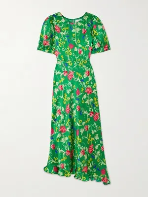 Saloni Vida D Floral-Print Dress In Green - 60% Off | Editorialist