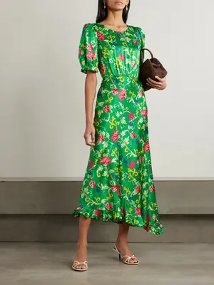 Buy Saloni Vida D Floral-print Dress - Green At 60% Off | Editorialist