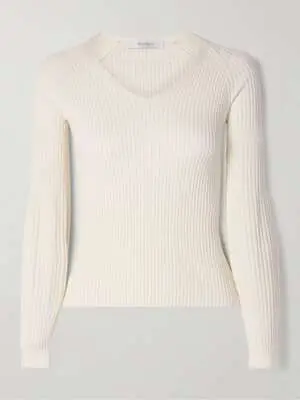 Max Mara Gioiosa Ribbed Cotton V-neck Sweater