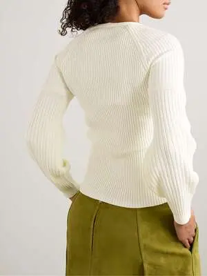 Max Mara Gioiosa Ribbed Cotton V-neck Sweater