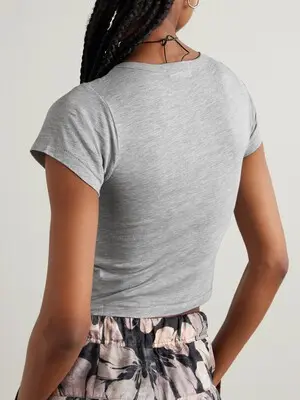 Eterne Baby Tee Cropped Cotton And Modal-blend Jersey T-shirt - Gray