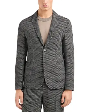 Emporio Armani Regular Fit Knit Pattern Single Breasted Blazer