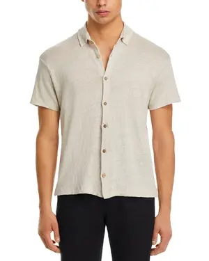 ALEX CRANE Ola Linen Knit Regular Fit Button Down Shirt