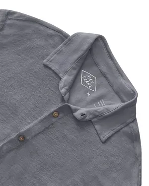 ALEX CRANE Ola Linen Knit Regular Fit Button Down Shirt - Slate