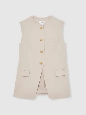 REISS Athena Longline Waistcoat - Neutral