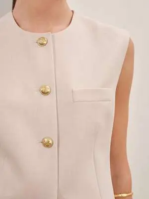 REISS Athena Longline Waistcoat - Neutral