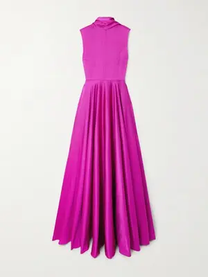 Solace London Emelia Hammered-satin Gown - Pink